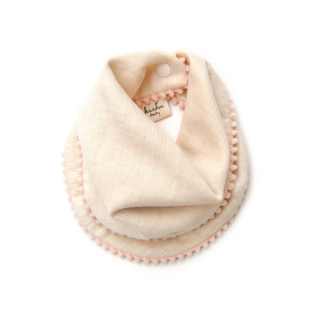 Pom Pom Bib for Girls Dribble Bib With Snaps Super Soft 100% - Etsy