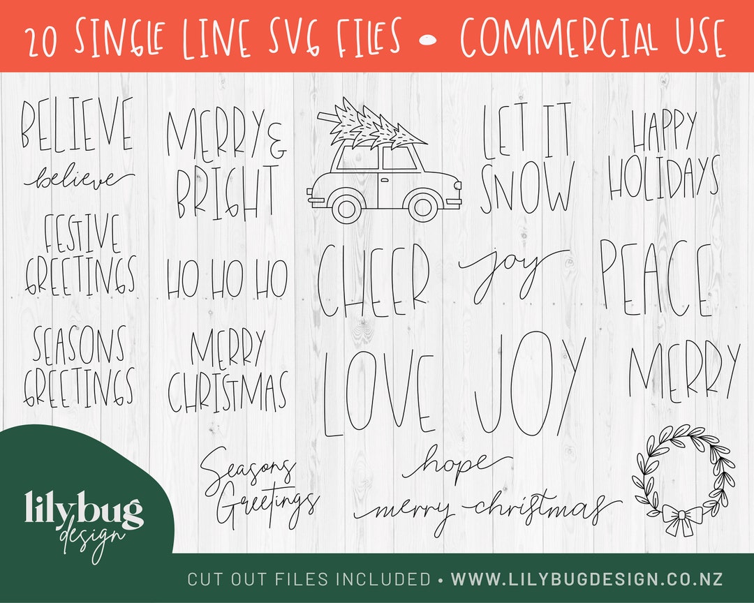 Christmas SVG Bundle - 20 Single Line SVG Files - With Cutouts! - Etsy