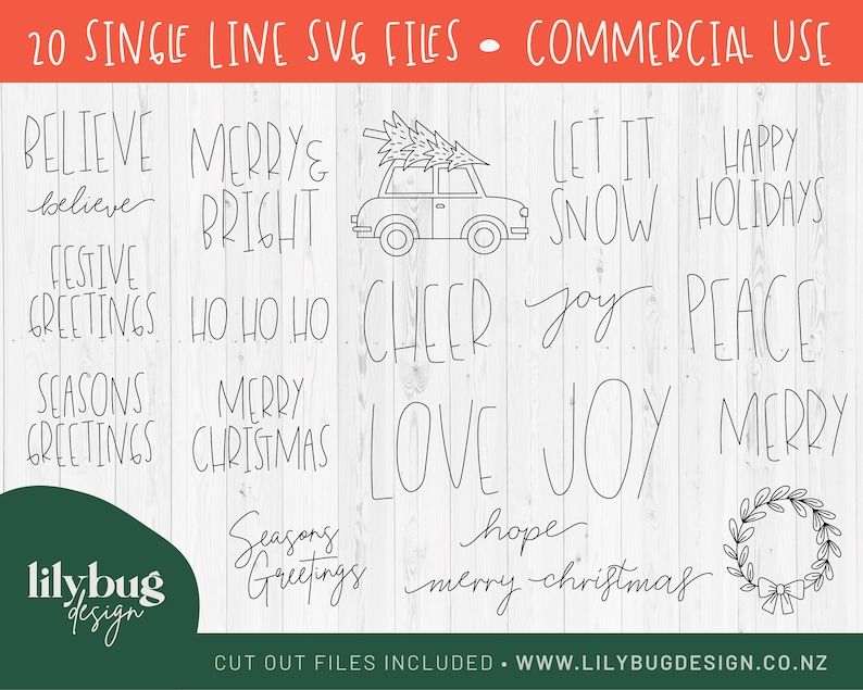 Christmas SVG Bundle 20 Single Line SVG Files With - Etsy