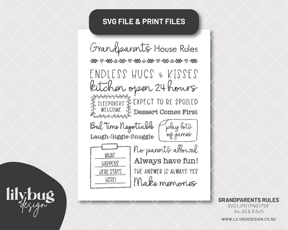 Grandparents House Rules Poster Grandparent Gift SVG PNG JPG | Etsy