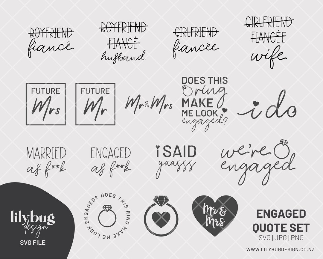 Engagement SVG Bundle | Newly Engaged Couple Files | Fiance & Fiancee ...