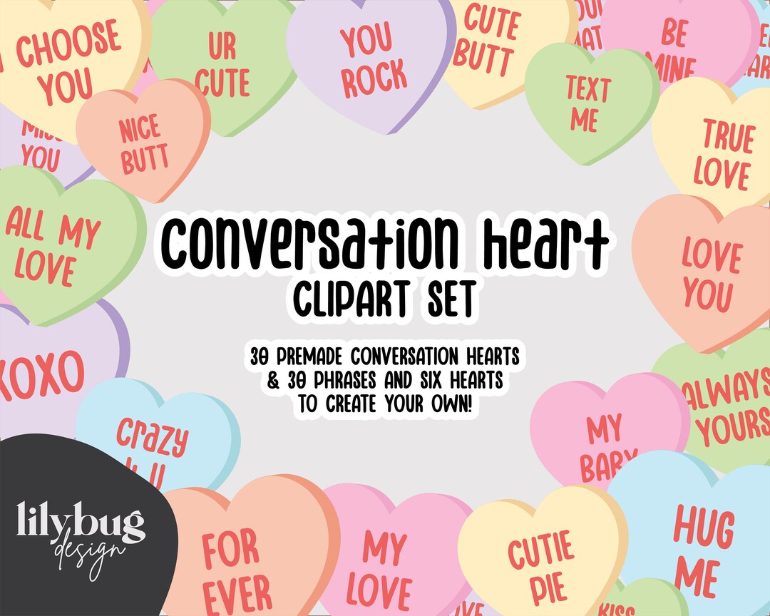 Conversation Heart Clipart, Teacher Clipart, Valentines Clipart, Cute ...
