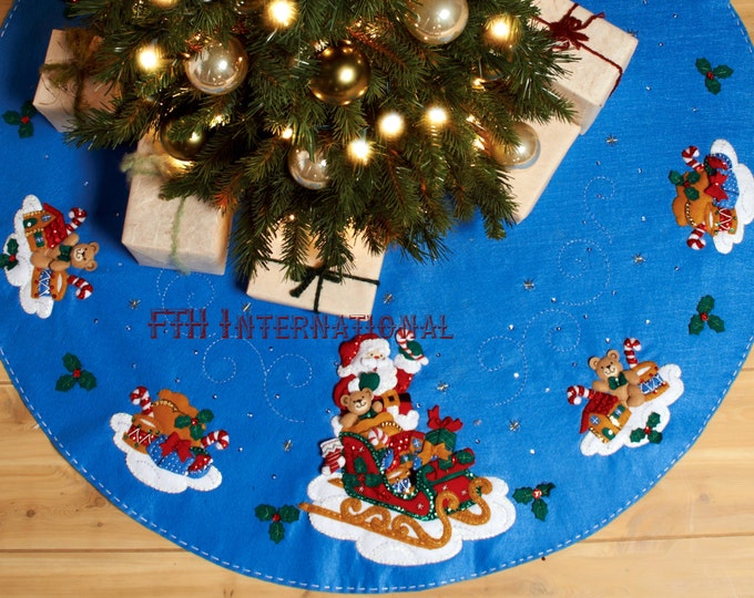 Bucilla Santa and His Sleigh 43 Felt Christmas Tree Skirt Kit 86362 ... Bucilla Santa and His Sleigh 43 Felt Christmas Tree Skirt Kit 86362 ...