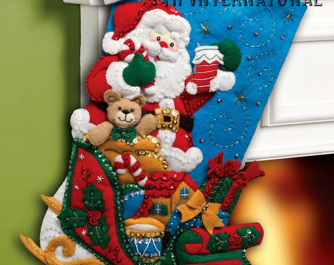 Bucilla Santa & His Sleigh 18 Felt Christmas Stocking Kit 86359 DIY - Etsy Bucilla Santa & His Sleigh 18 Felt Christmas Stocking Kit 86359 DIY - Etsy