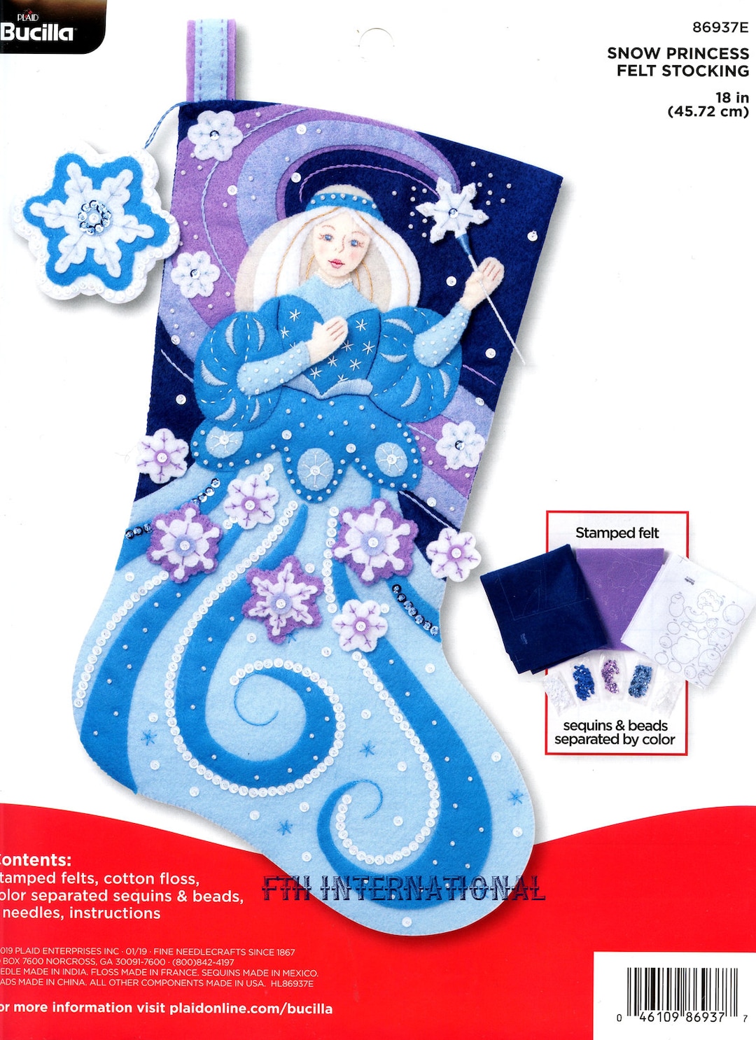 Bucilla Snow Princess 18 Felt Christmas Stocking Kit 86937,queen Blue ...