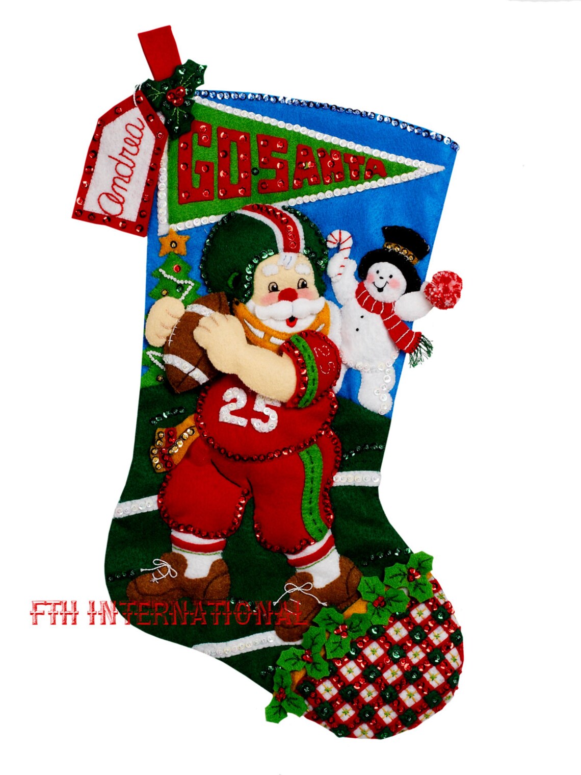 Bucilla Football Santa 18 Felt Christmas Stocking Kit - Etsy