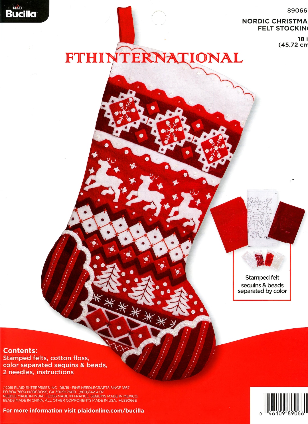 Nordic Christmas 18" Bucilla Felt Christmas Stocking Kit #89066 ...
