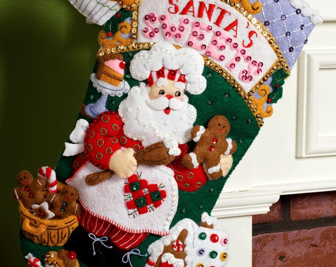 Bucilla Santa's Sweet Shop ~ 18"felt Christmas Stocking Kit #86181 ...