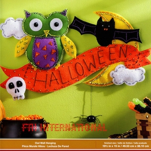 Halloween Owl Bucilla Felt Holiday Wall Hanging Kit 86691, Bat, Spider ...