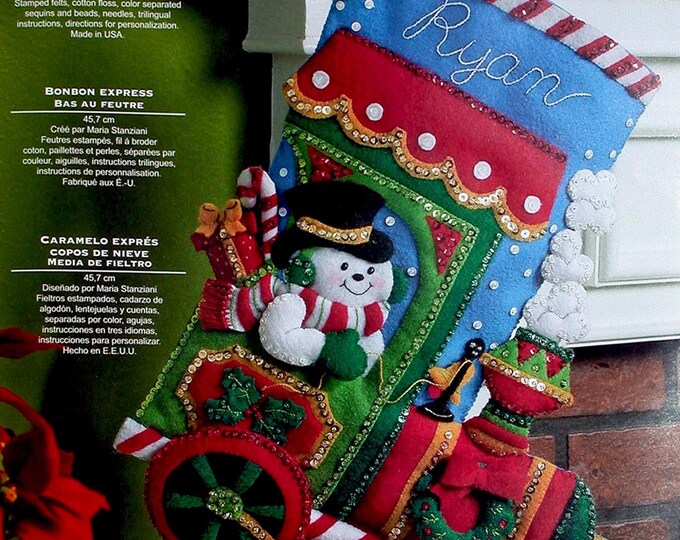 Bucilla Candy Express Train ~ 18" Felt Christmas Stocking Kit #86147 ...