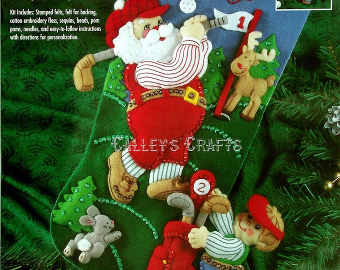 Bucilla Golfing Santa 18 Felt Christmas Stocking Kit 83383 DIY - Etsy
