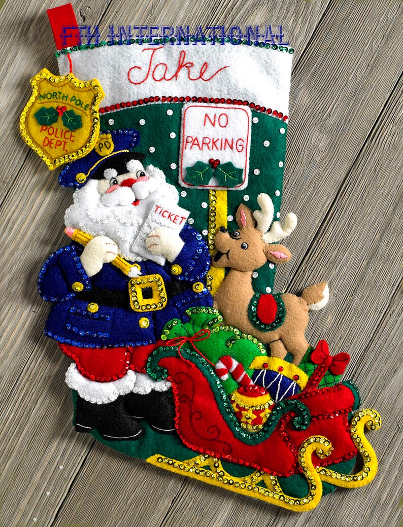 Bucilla Police Officer Santa ~ 18" Felt Christmas Stocking Kit #86711 ...