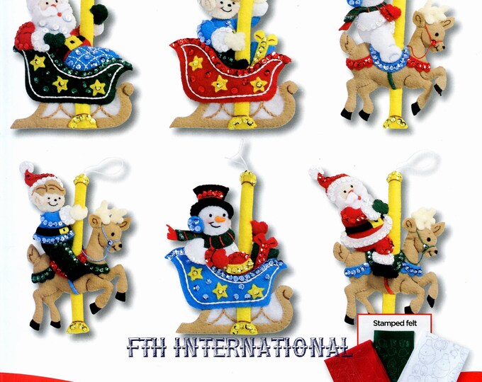 Carousel Santa ~ 6 Pce. Felt Christmas Ornament Kit #86950, Frosty ...