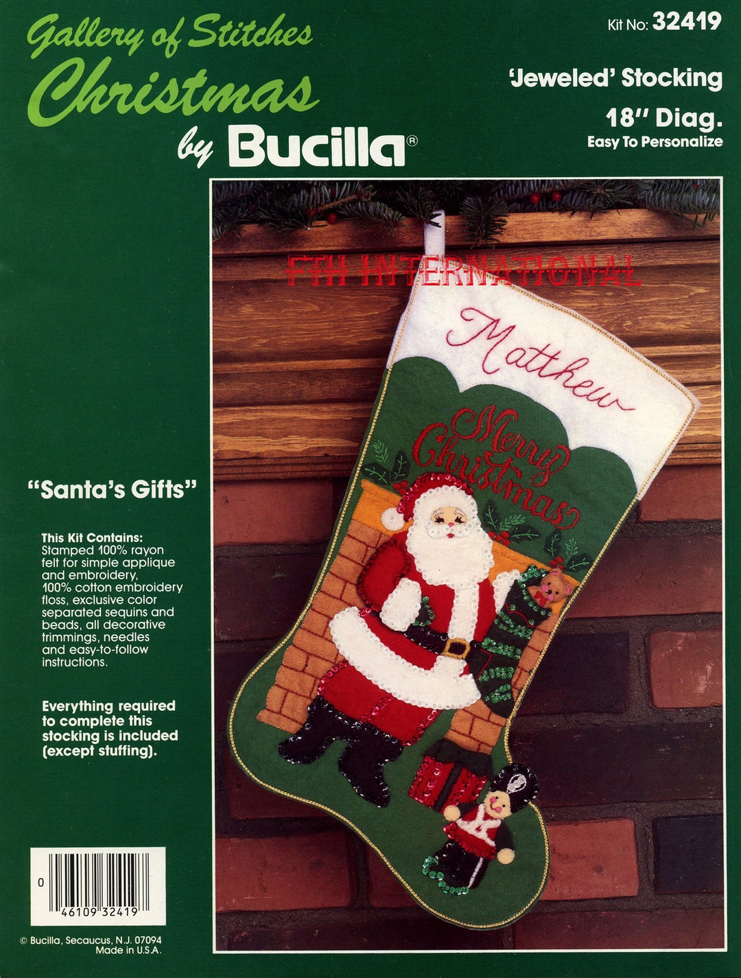 Bucilla Santa's Gifts 18 Felt Christmas Stocking Kit 32419 Toys ...