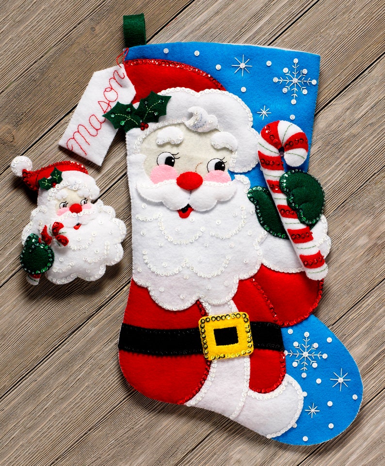 Hello Santa Bucilla 18 Felt Christmas Stocking Kit - Etsy Hello Santa Bucilla 18 Felt Christmas Stocking Kit - Etsy