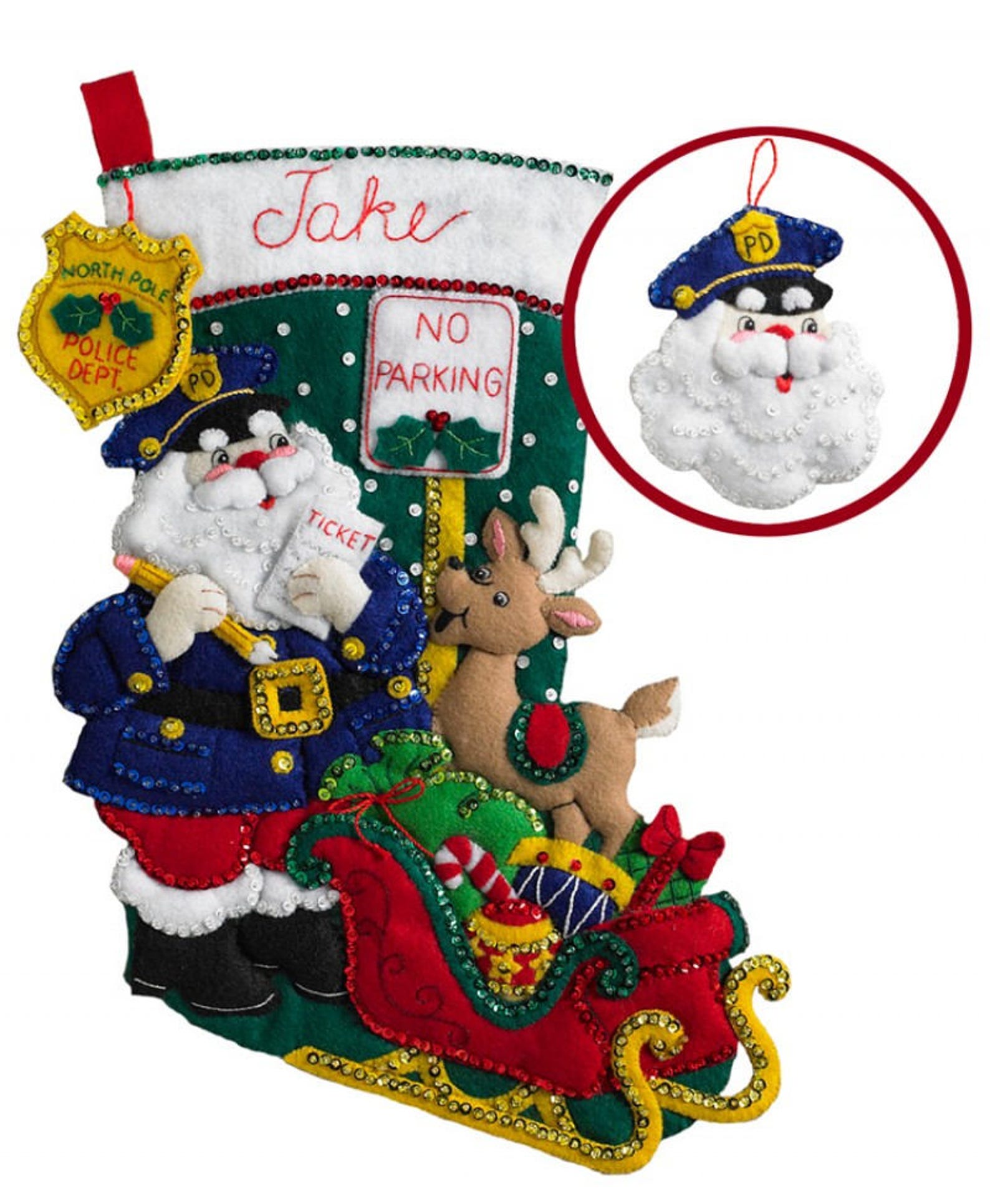 Bucilla Police Officer Santa 18 Felt Christmas Stocking Kit 86711 ...