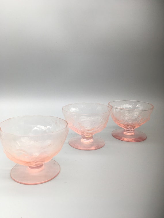 Vintage Pink Glass Goblet Trio Free Shipping in the USA | Etsy