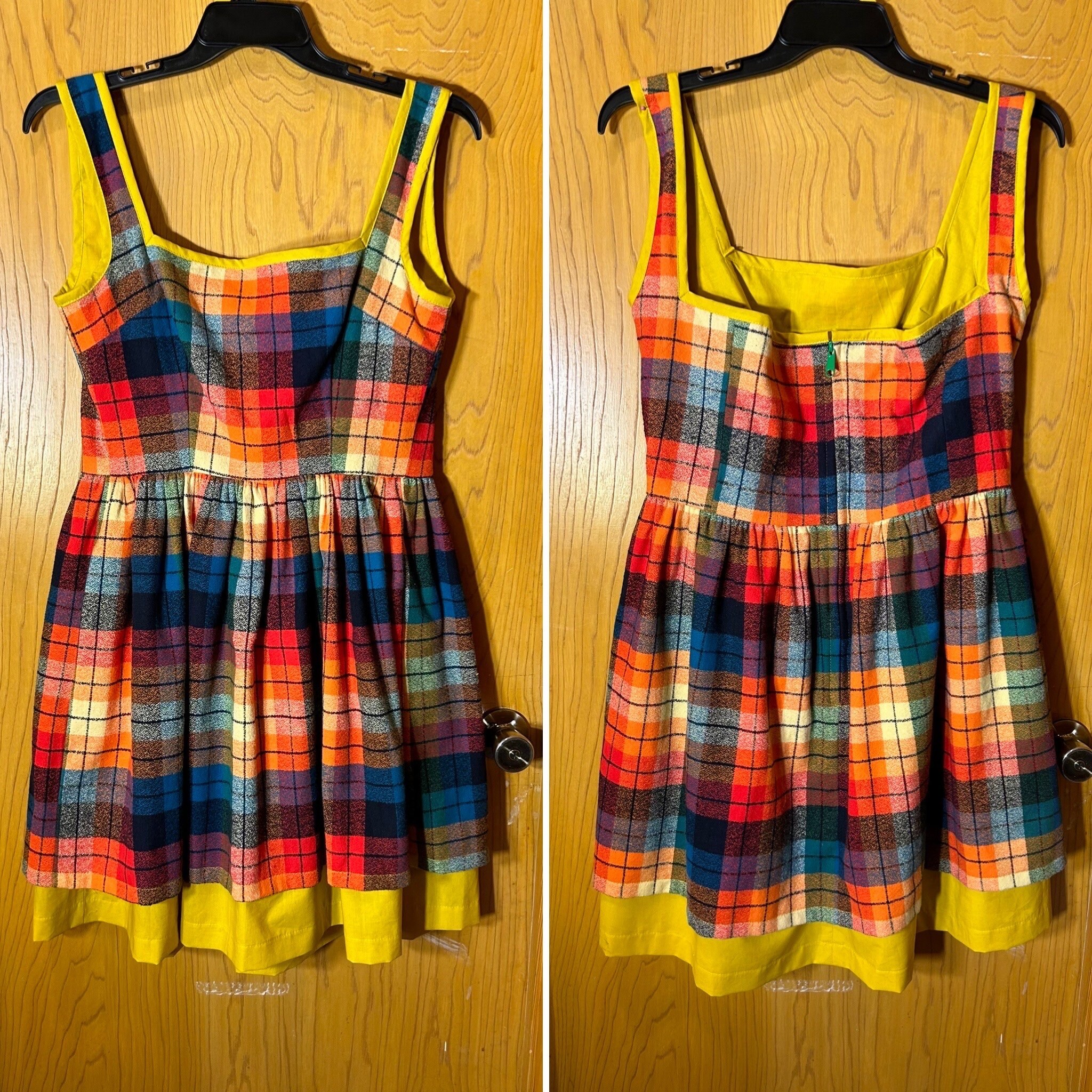 Plaid Dress, Peek a Boo Dress, Rainbow Dress, Vintage Dress, Retro ...