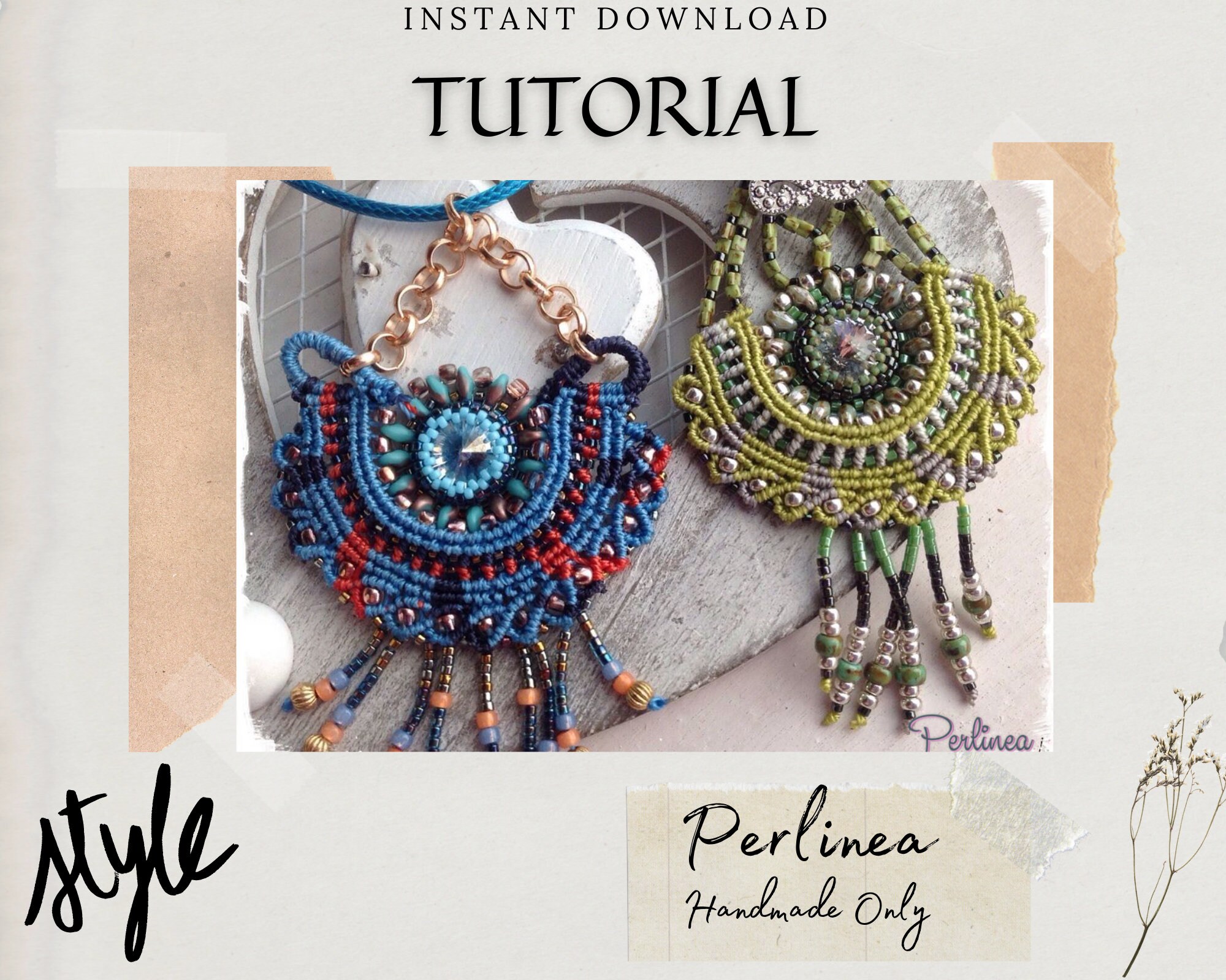 Micro Macrame Tutorial DIY Pendant Beaded Macrame - Etsy UK