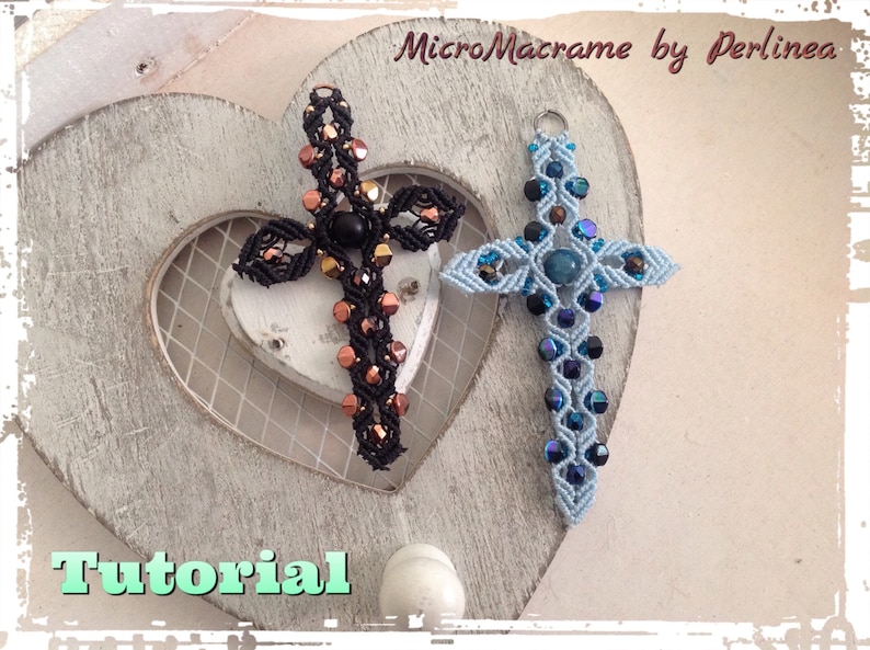 Micro Macrame Tutorial DIY Cross Pendant - Etsy