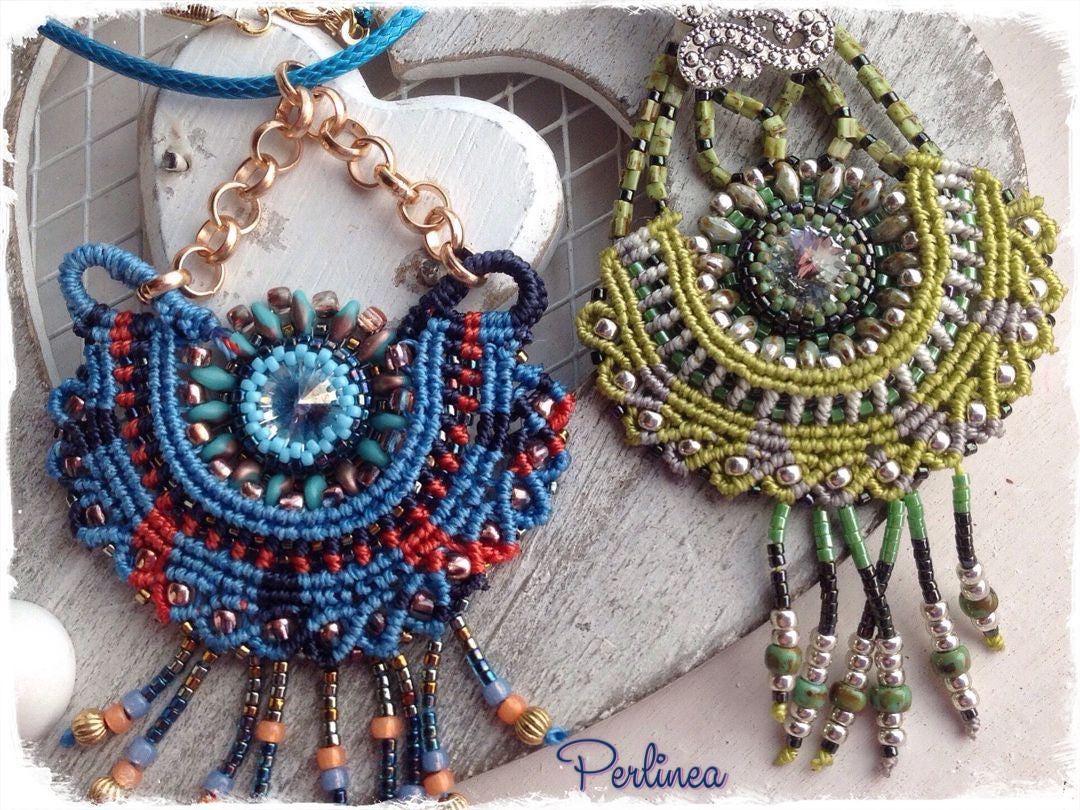 Micro Macrame Tutorial DIY Pendant Beaded Macrame - Etsy