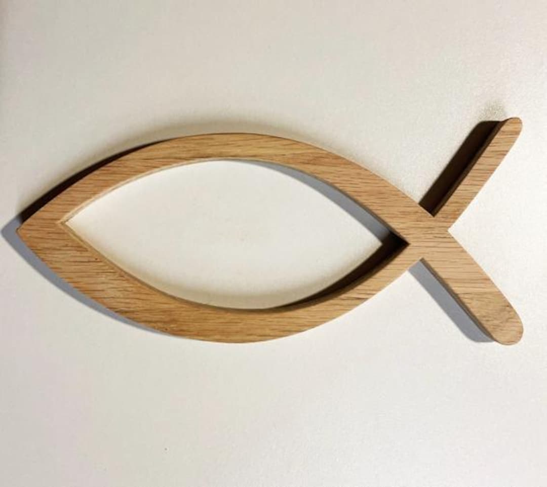 Jesus Fish Made of Solid Oak, for First Communion, Confirmation ...