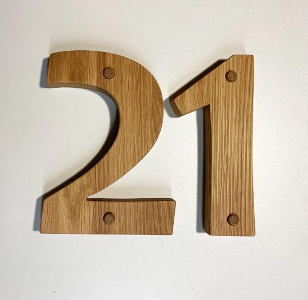 House Numbers or Numbers Made of Oak Wood, Wooden Letters, Wooden ...