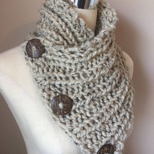 Knit Button Cowl - Etsy