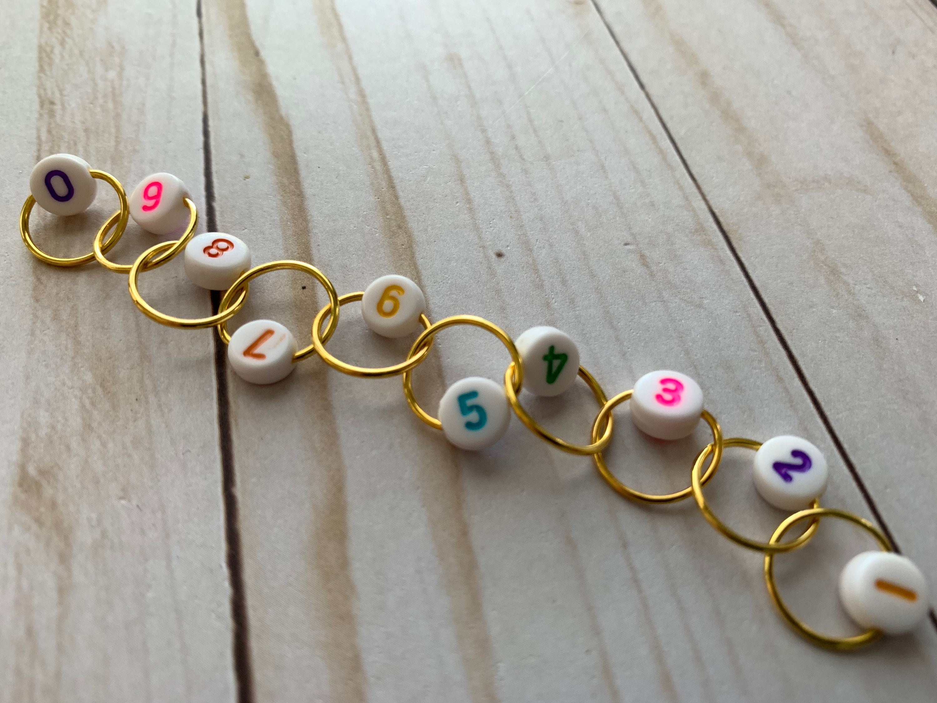 Row Counting Chain Stitch Marker colored Numbers Gold Rings | Etsy