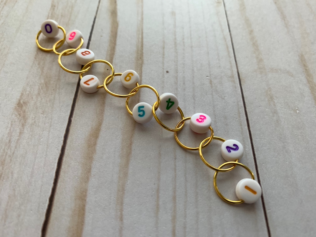 Row Counting Chain Stitch Marker colored Numbers Gold Rings - Etsy
