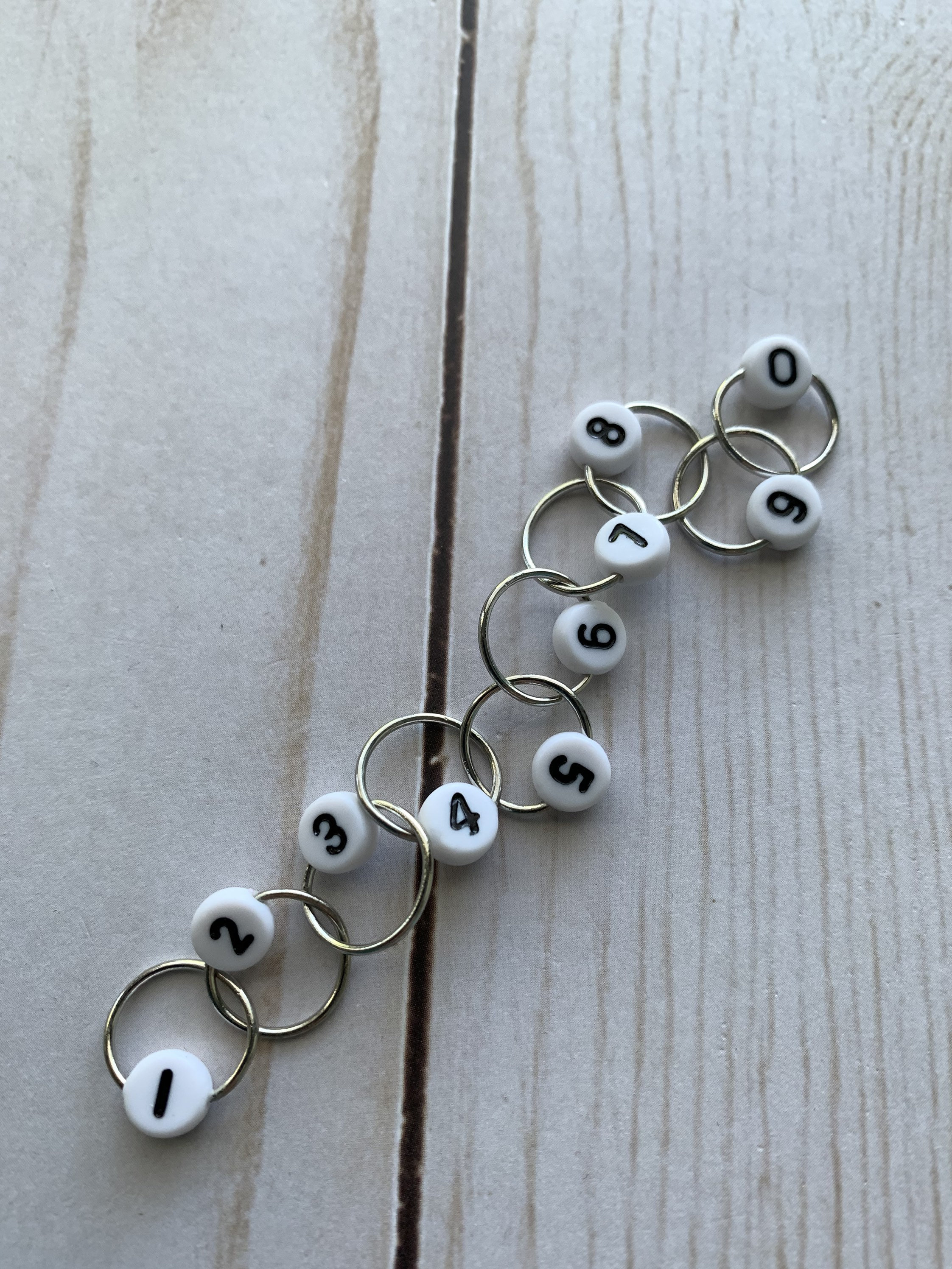 Knitting white with black numbers gold rings Row Counting Chain Stitch ...