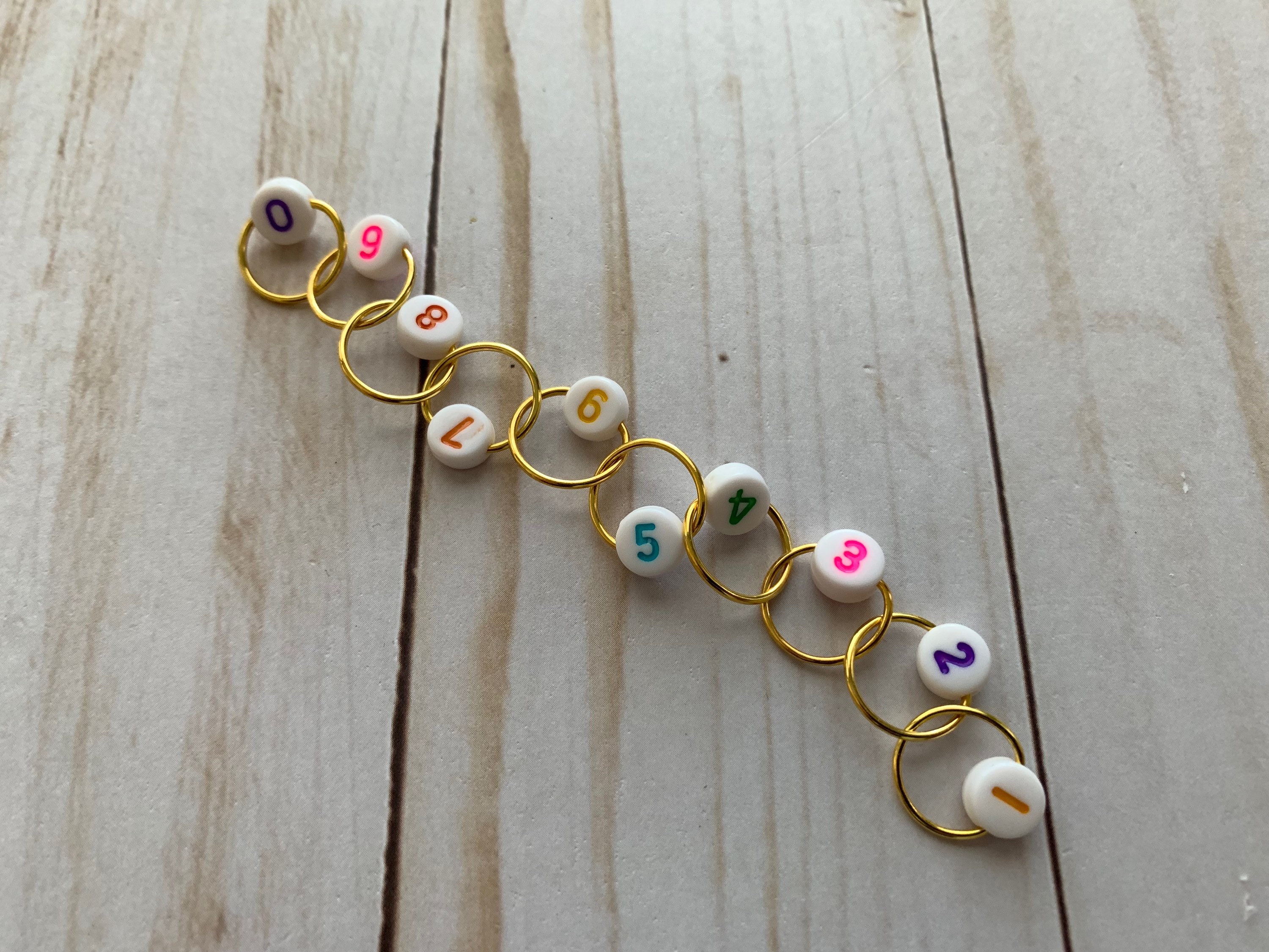 Row Counting Chain Stitch Marker colored Numbers Gold Rings | Etsy
