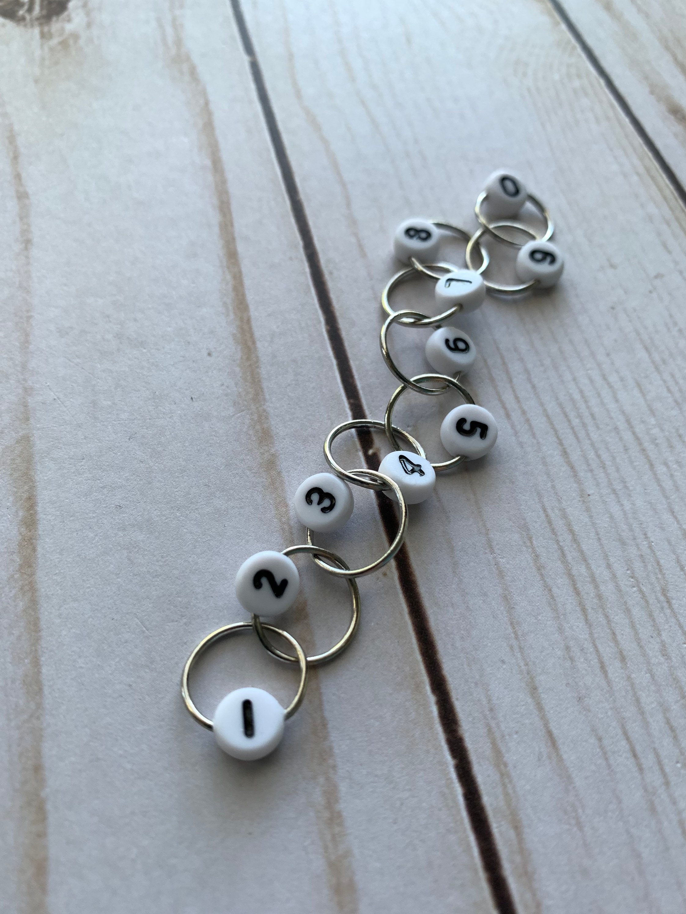 Knitting white with black numbers gold rings Row Counting Chain Stitch ...