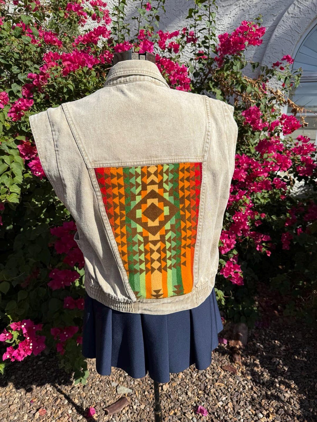 Handmade Denim Vest: Authentic Vintage Pendleton Wool, Southwestern ...