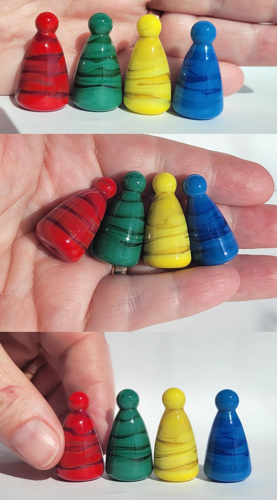 LAYERS! Set of 4 of Hand Made Glass Game Markers Pawns Figurines ...