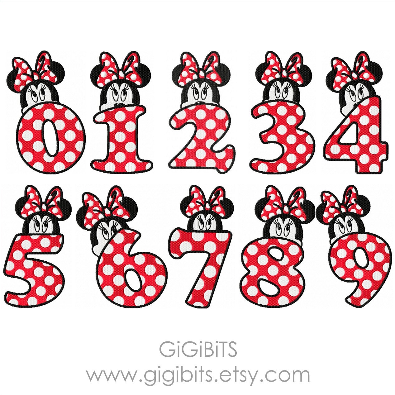 Mouse Inspired Numerals Design Embroidery Files INSTANT DOWNLOAD - Etsy
