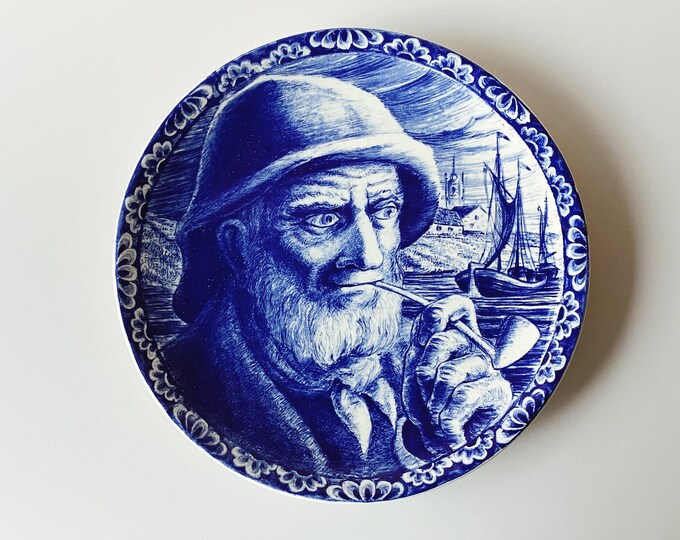 Vintage Wall Plate by Boch "delfts Blauw" – Old Sailor – 1960s ...