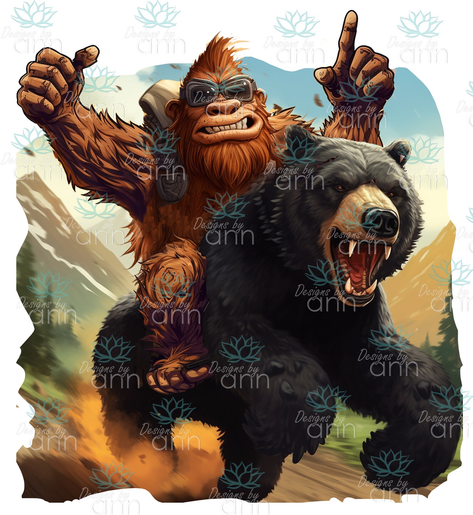 Sasquatch & Bear PNG | Digital Download Sloth T-shirt Png | Sublimation ...