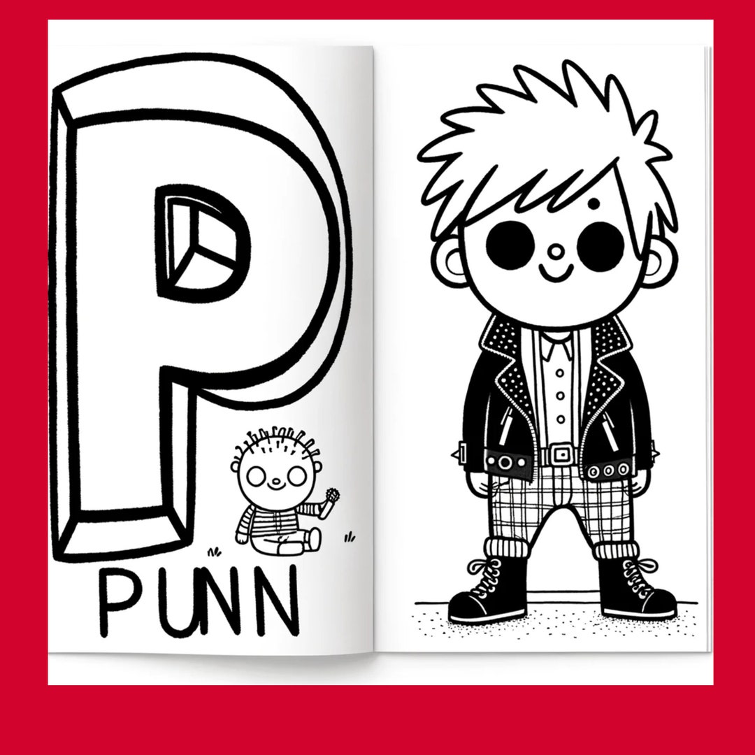 Printable Punk Rock Alphabet Coloring Pages for Preschool Kindergarten ...