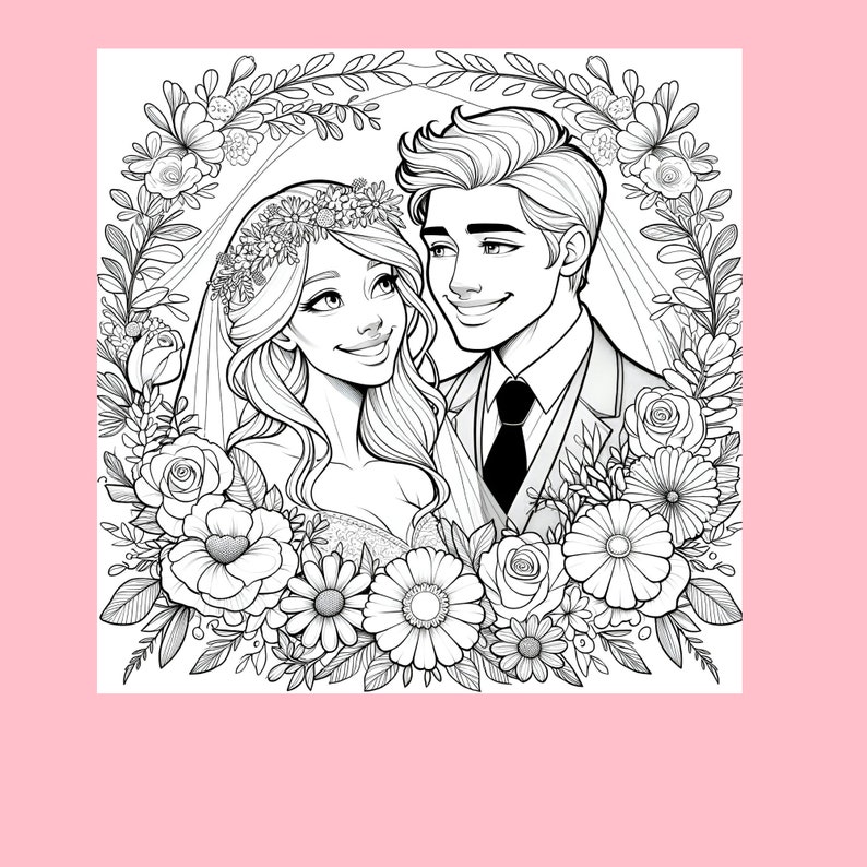Printable Wedding Coloring Pages for Kids & Adults Bridal Shower ...