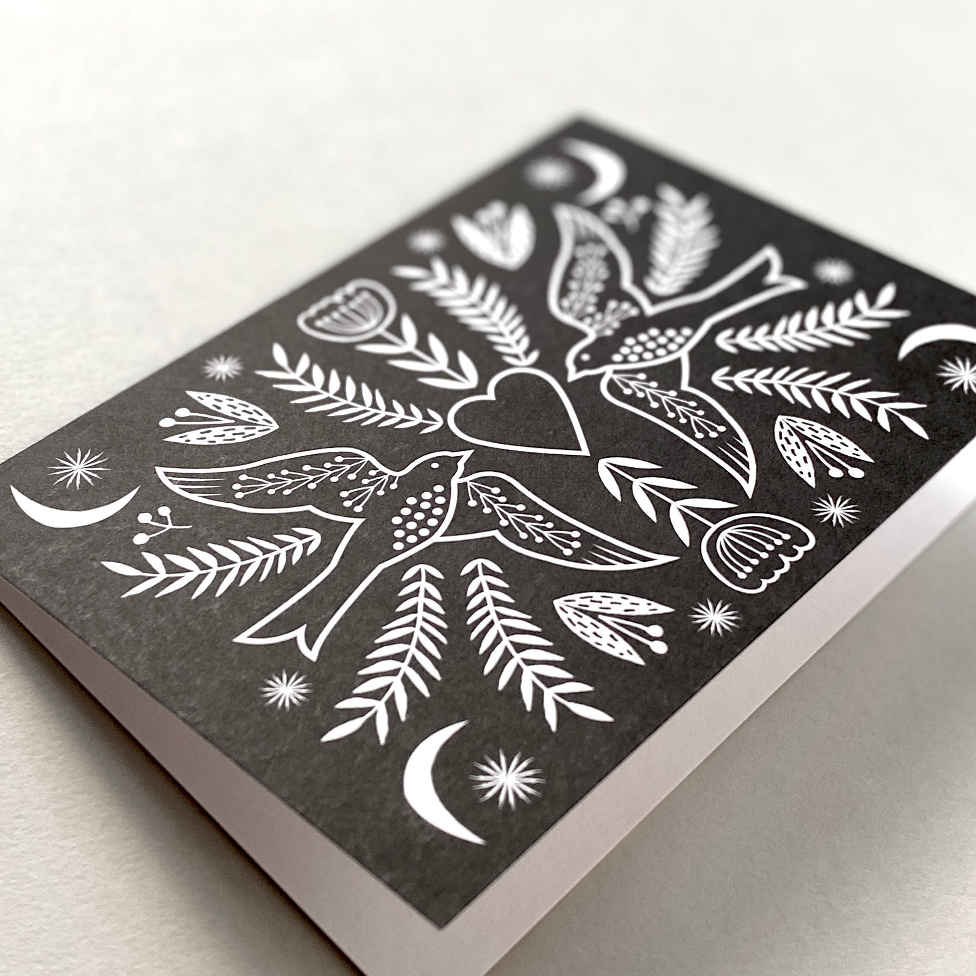 Pack of Monochrome Folk Greetings Cards - Etsy UK