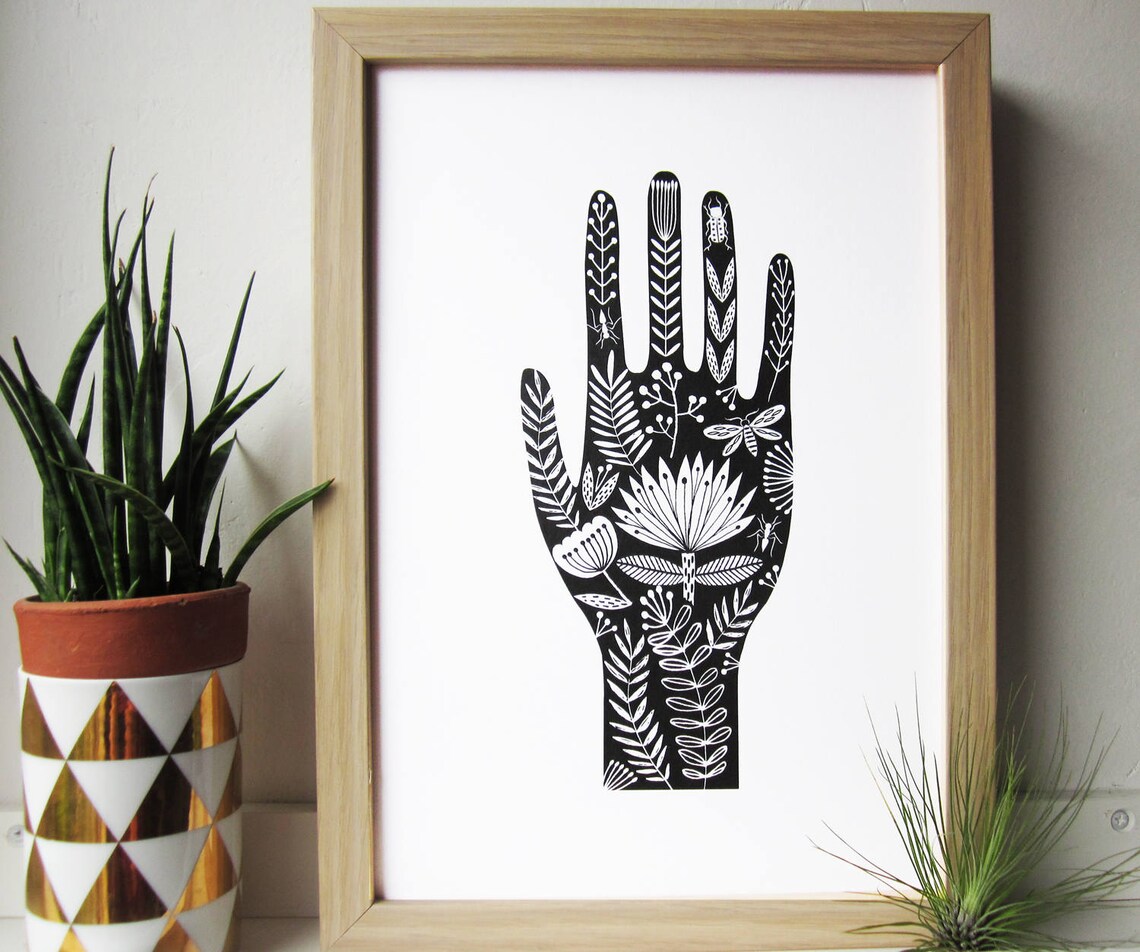 A4 Art Print Detailed Hand Tattoo Style Illustration | Etsy