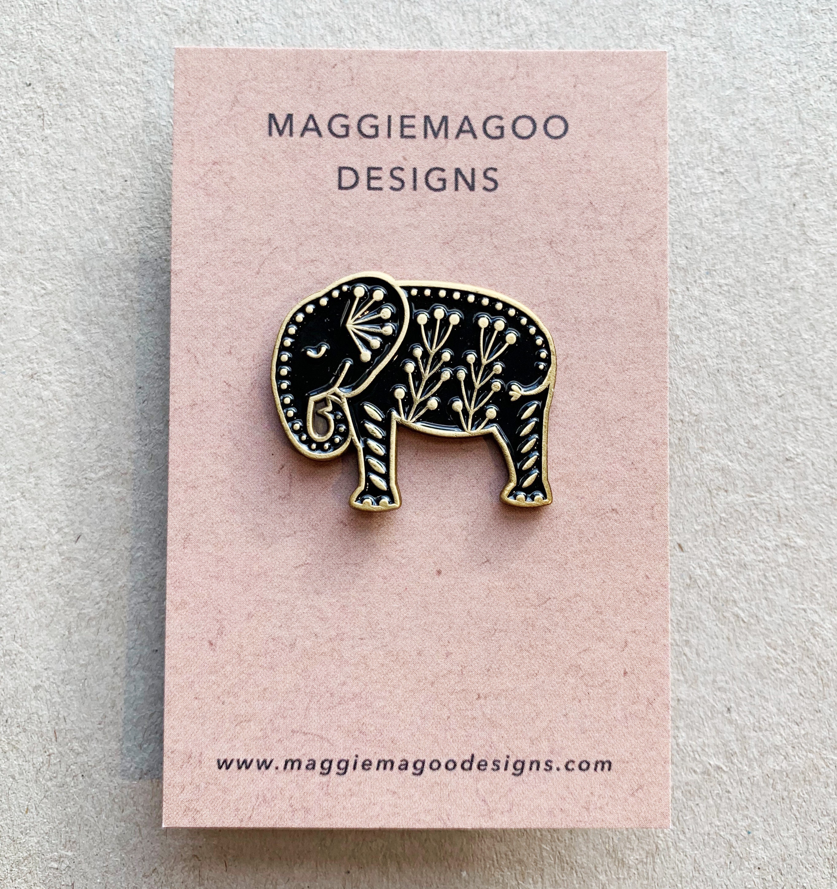 Elephant Enamel Pin, Black and Gold Metal Brooch - Etsy UK