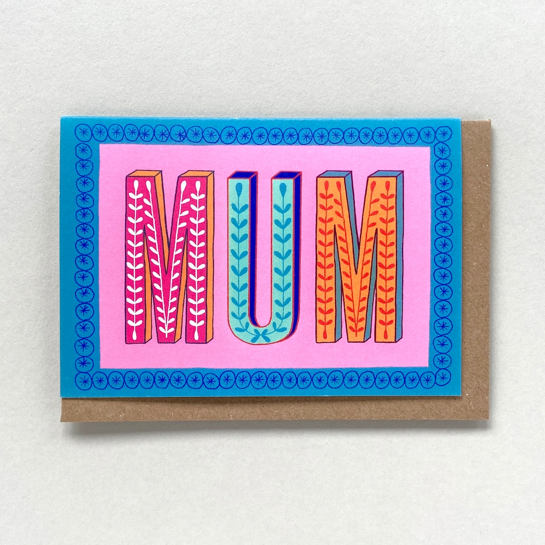 MUM Letters Greetings Card - Etsy
