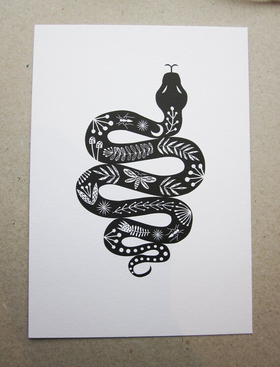 A5 art print snake illustration | Etsy