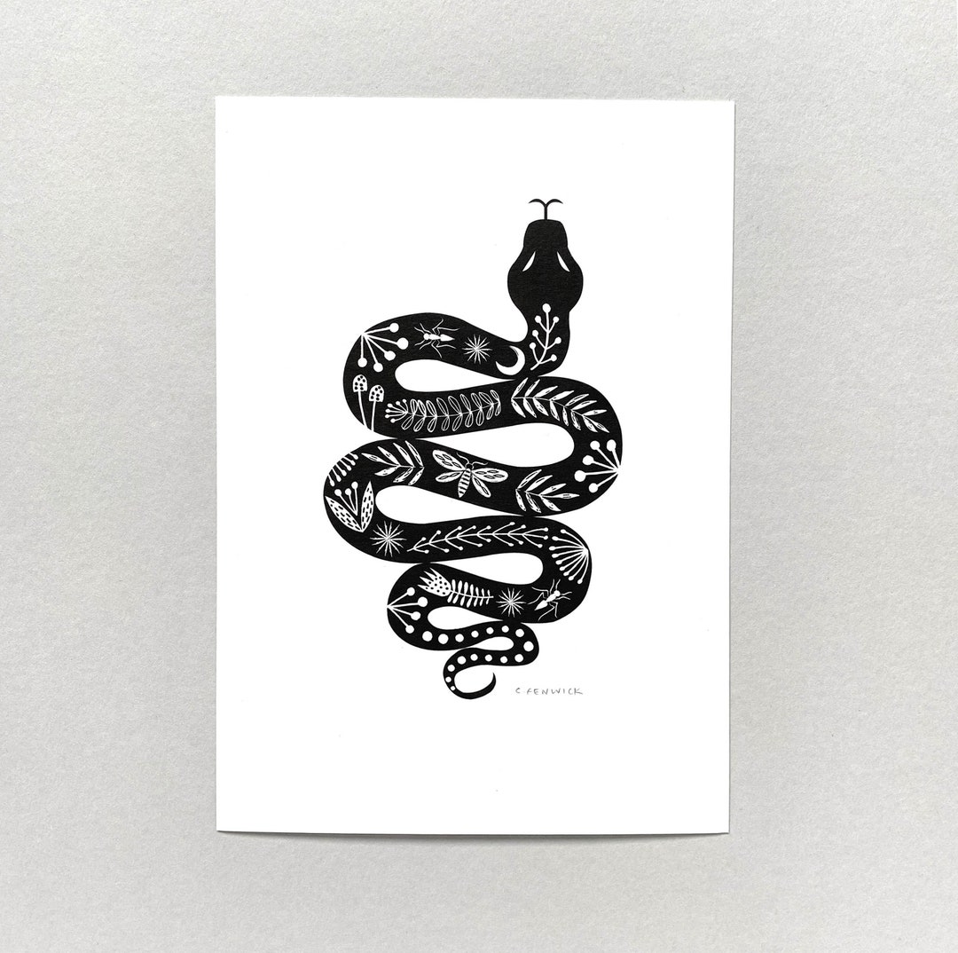 A4 Art Print, Snake Illustration, Tattoo Style Design - Etsy