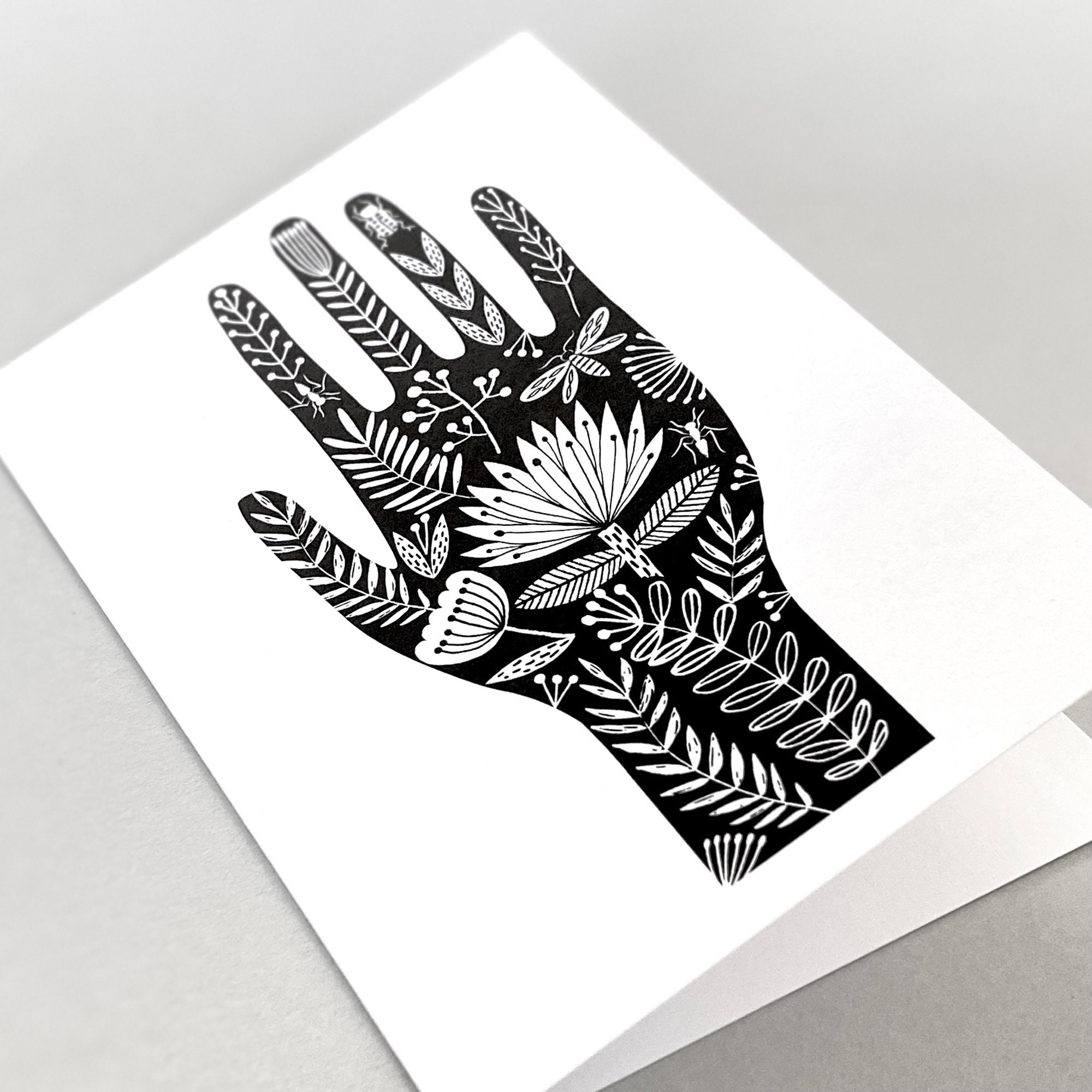 Pack of Monochrome Folk Greetings Cards - Etsy UK