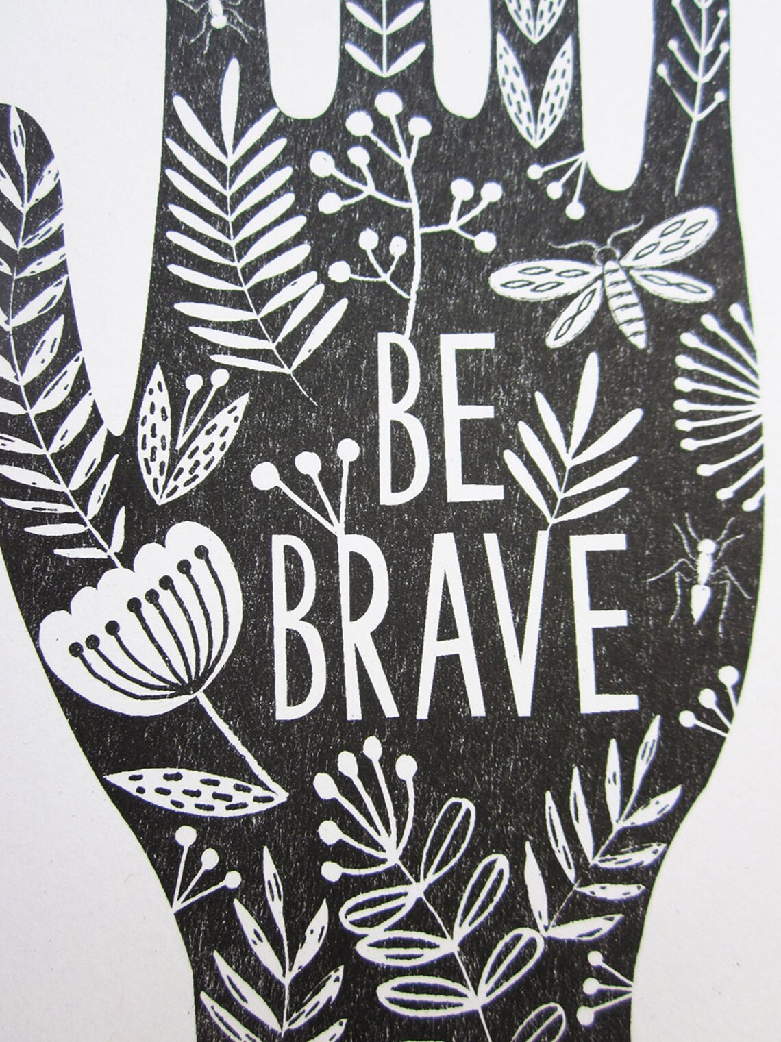 BE BRAVE Folk Art Hand Illustration A5 Risograph Print - Etsy