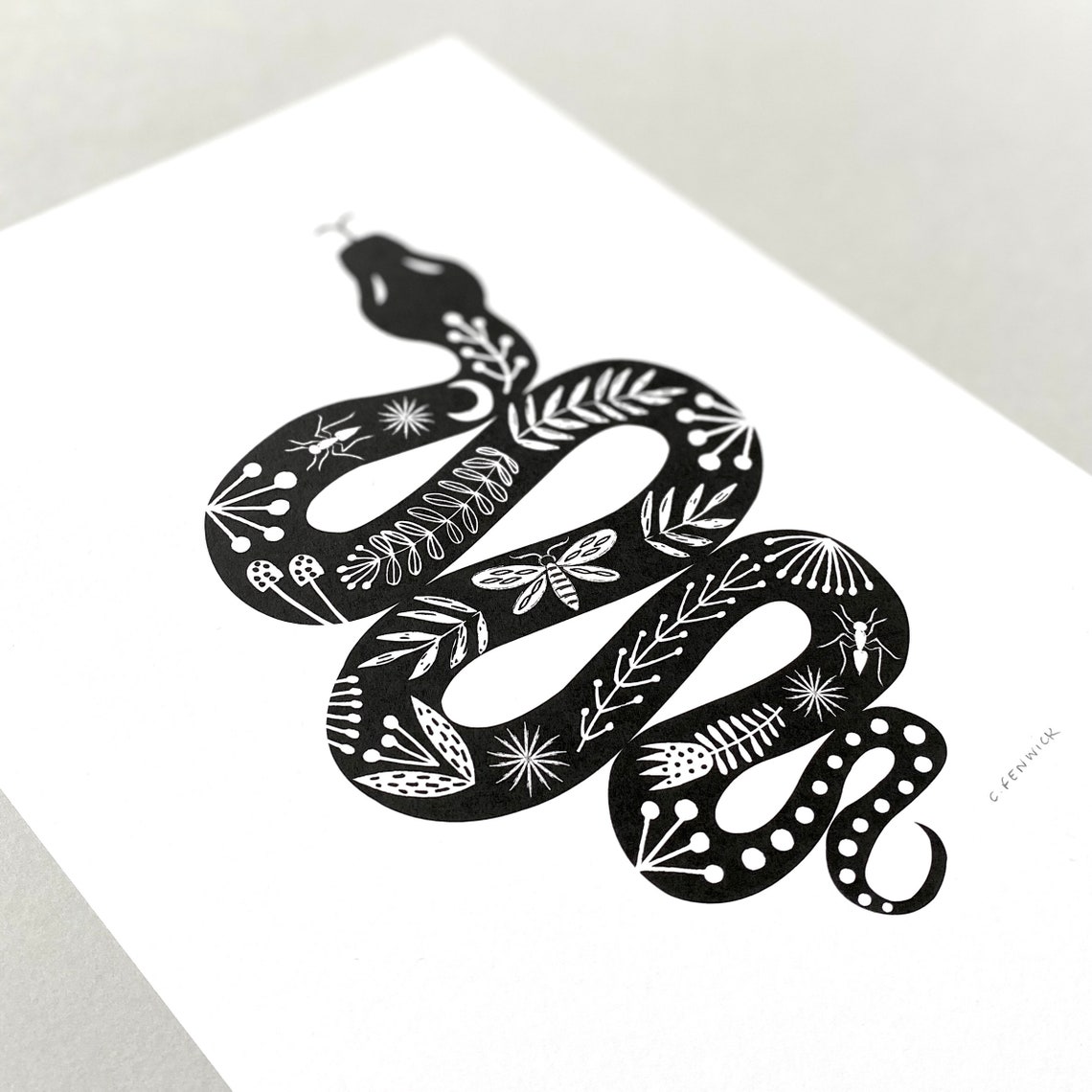 A4 Art Print Snake Illustration Tattoo Style Design - Etsy