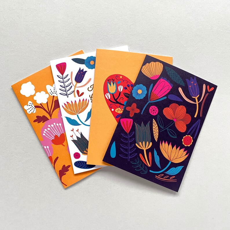 Pack of 4 Greetings Cards - Etsy